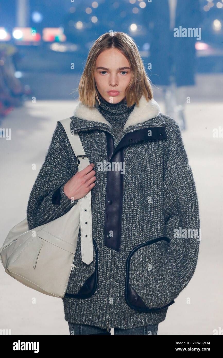 Model Puck Schrover walks on the runway at the Isabel Marant fashion ...