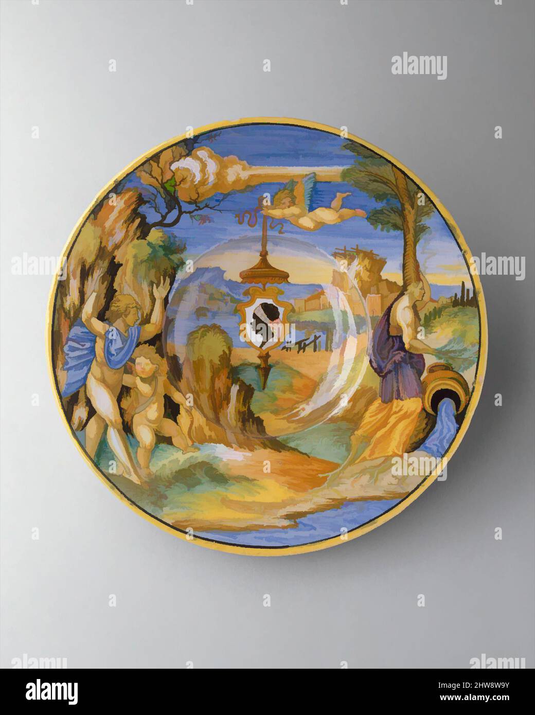 Art inspired by Armorial dish: The story of Apollo, 1532, Maiolica (tin ...