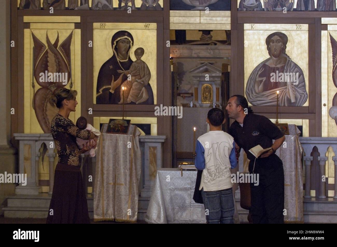 Rome, Italy 22/09/2005: Tre Fontane Abbey, Scala Coeli church. Romanian ...