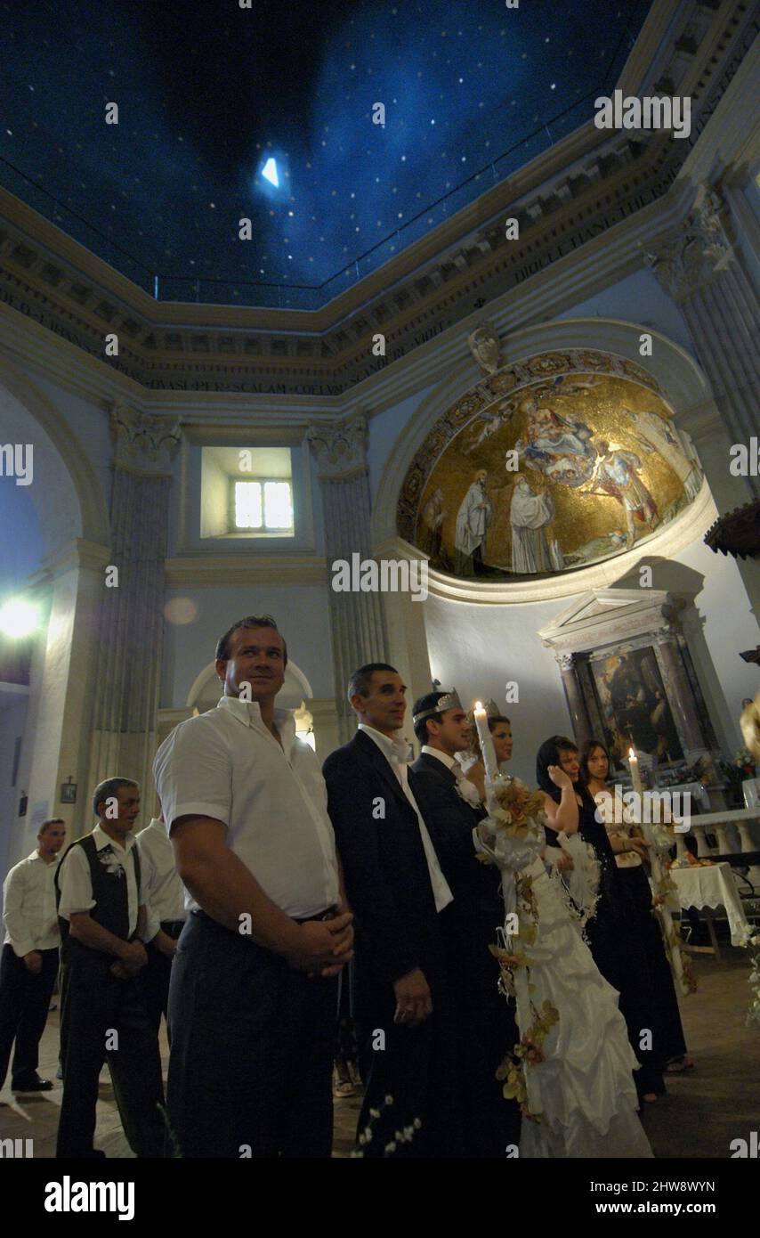 Rome, Italy 22/09/2005: Tre Fontane Abbey, Scala Coeli church. Romanian ...