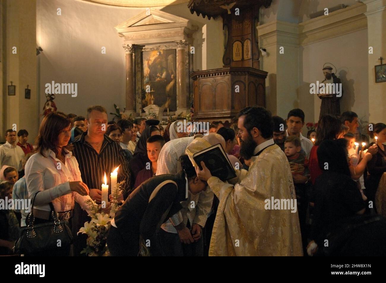 Rome, Italy 23/09/2005: Tre Fontane Abbey, Scala Coeli church. Romanian ...
