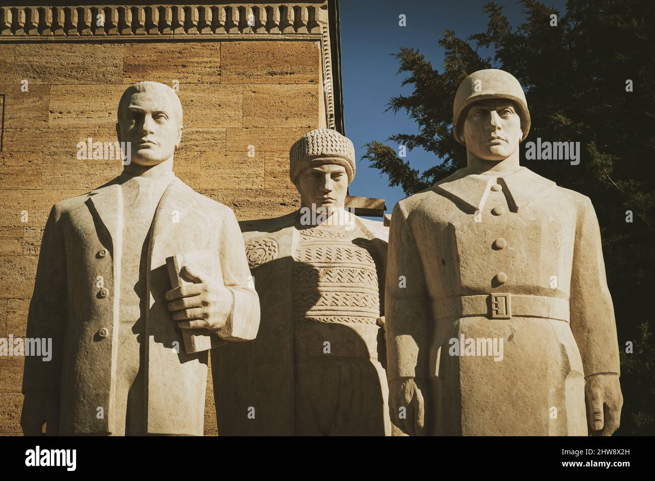 Ankara, Turkey - November 10, 2021. Sculpture named Turkish men in the ...