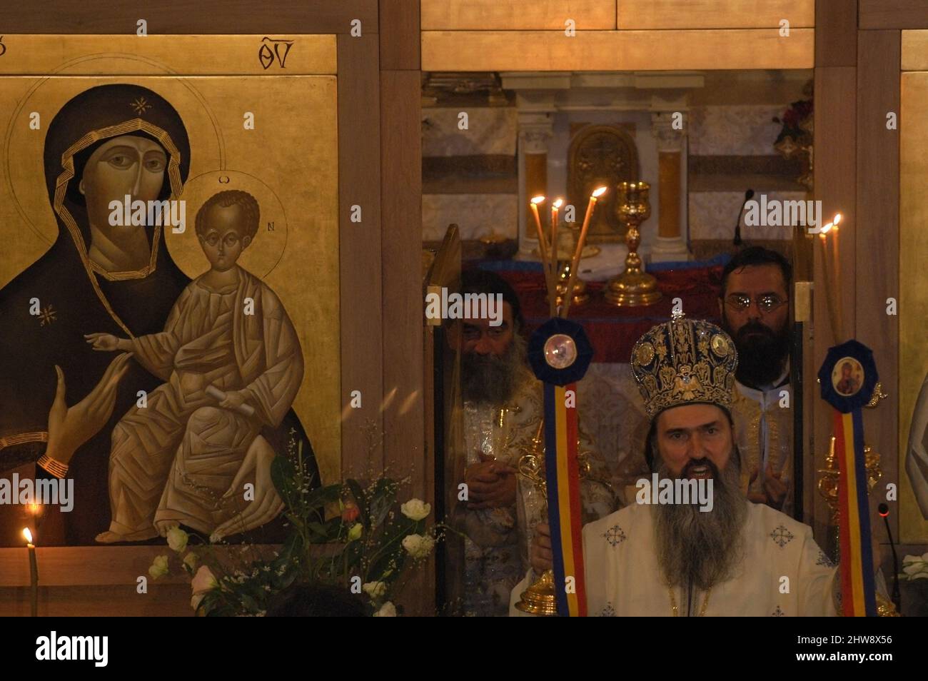 Rome, Italy 23/09/2005: Tre Fontane Abbey, Scala Coeli church. Romanian ...