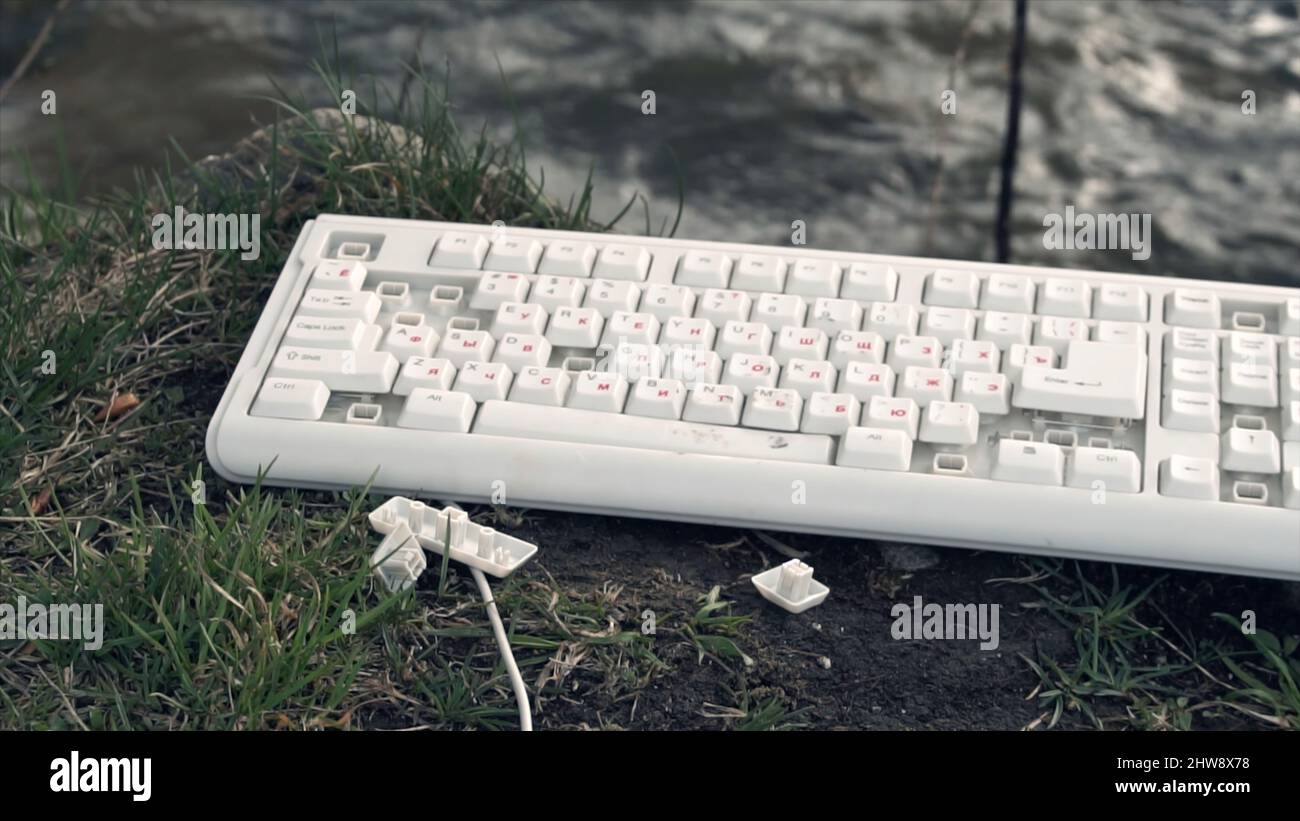Broken Computer Keyboard. Broken computer keyboard in nature. The ...
