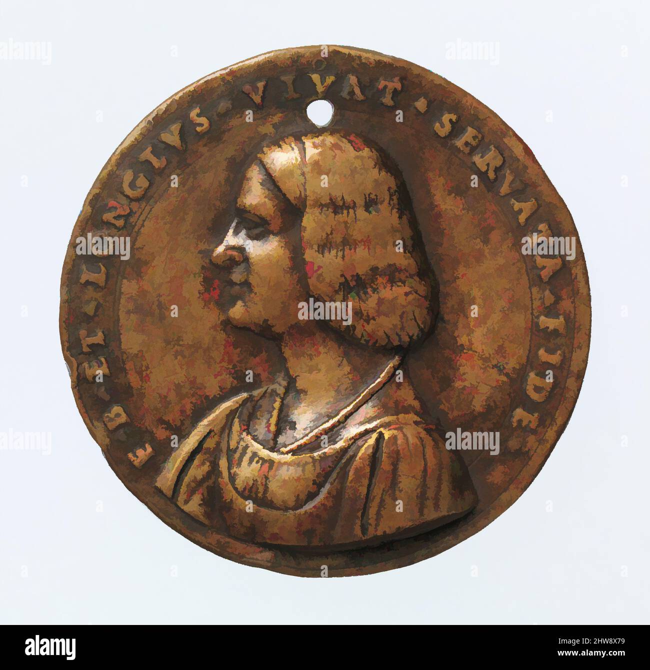 Art inspired by Portrait medal of an Unknown Lady (obverse); A Kneeling ...