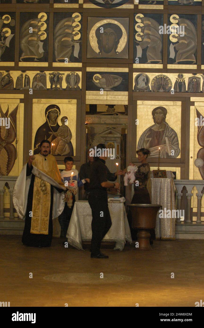Rome, Italy 22/09/2005: Tre Fontane Abbey, Scala Coeli church. Romanian ...