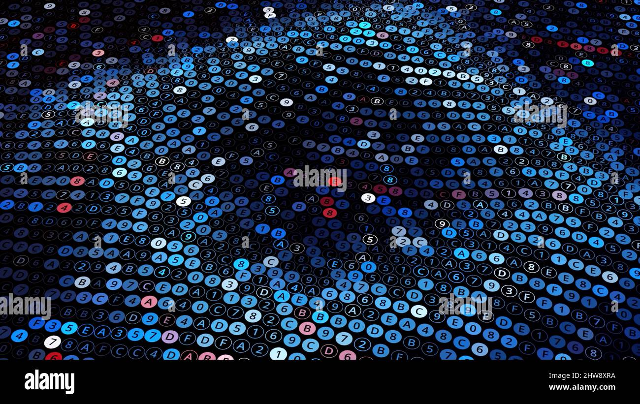 Waves on computer field with cells. Animation. Ripples on cybernetic ...