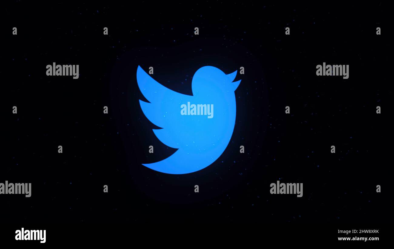 Abstract animation of Twitter app icon decaying into multicolored ...