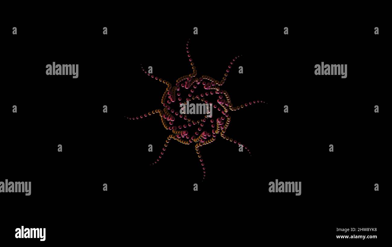 Abstract Dotted Circles Rotating On Black Background Animation Fractal Shapes Of Dots On A