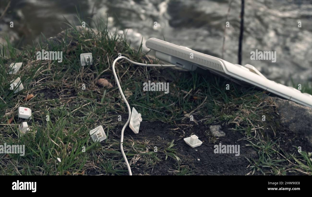 Broken Computer Keyboard. Broken computer keyboard in nature. The ...