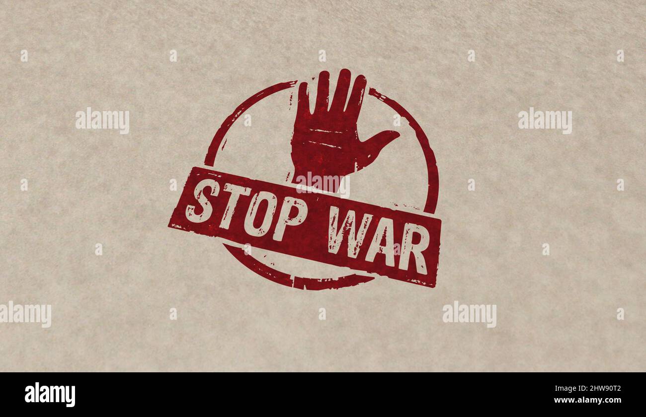 Stop war stamp icons in few color versions. Peace, no aggression and ...