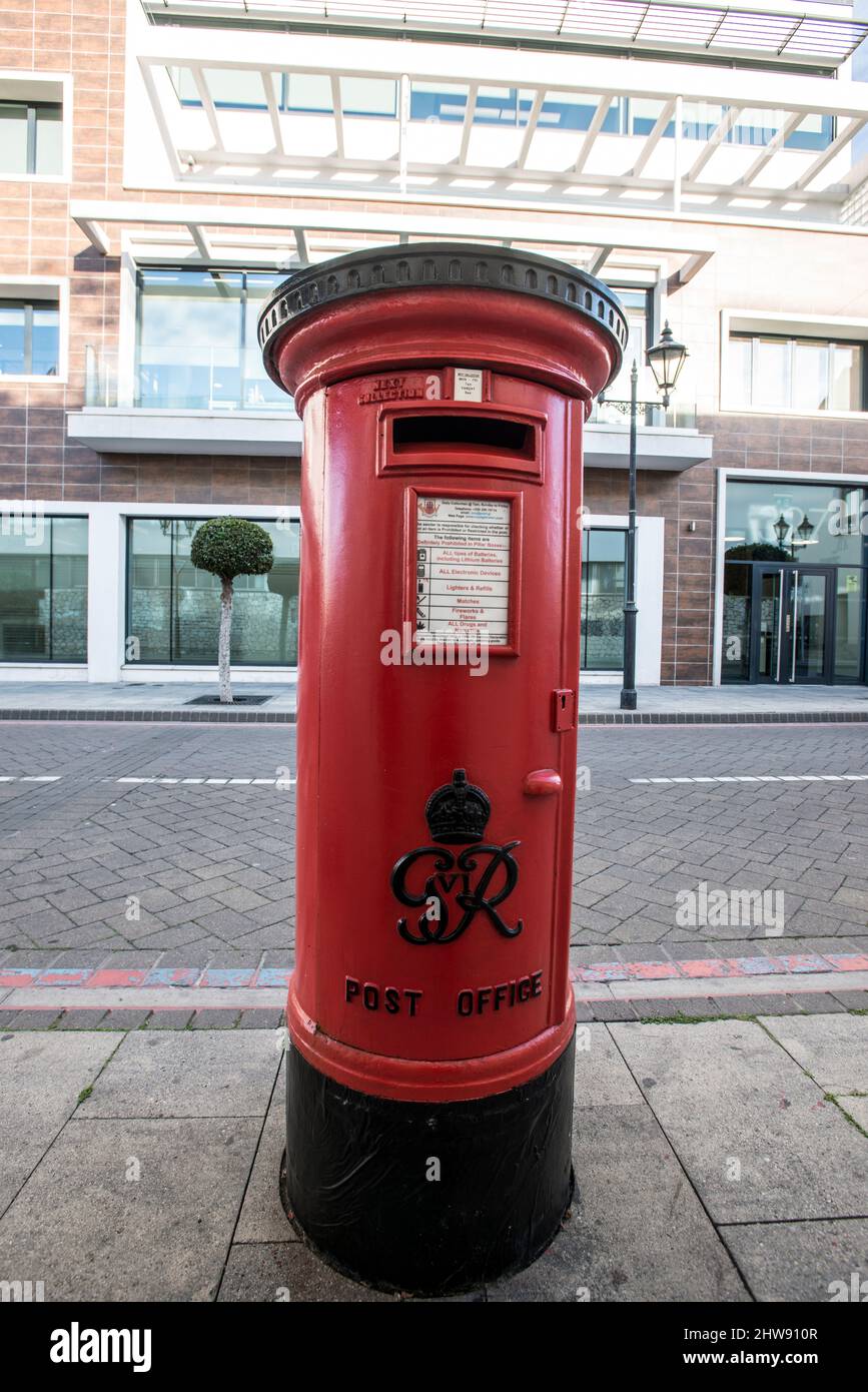 Red Post Office pillar box, Gibraltar, British territory in the Iberian ...