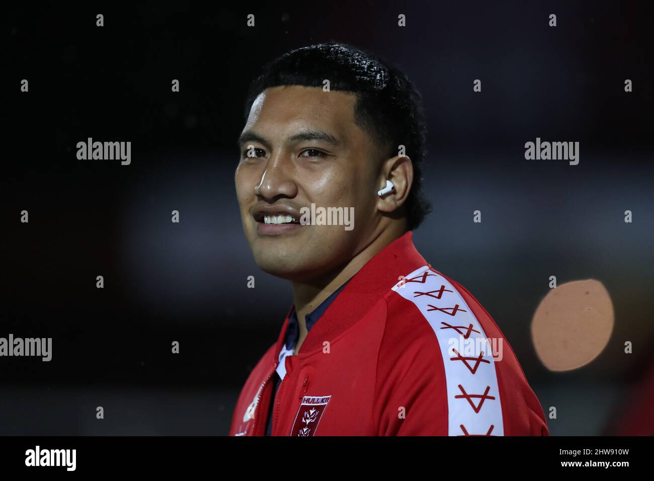 Albert Vete #8 of Hull KR arrives at Sewell Group Craven Park Stadium ...