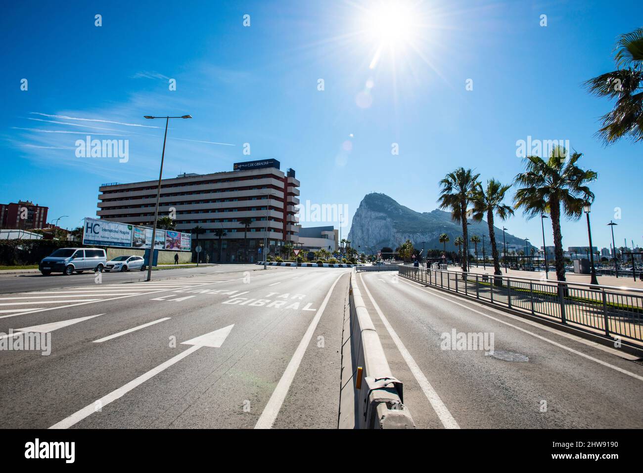 The Rock of Gibraltar at La Linea de la Concepción, Spain Stock Photo ...