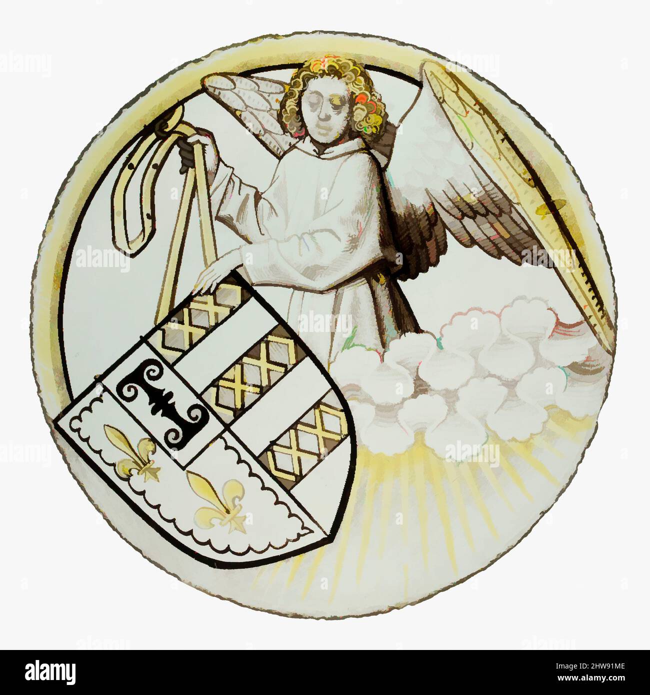 Art inspired by Roundel with Angel Supporting a Heraldic Shield, 1490 ...
