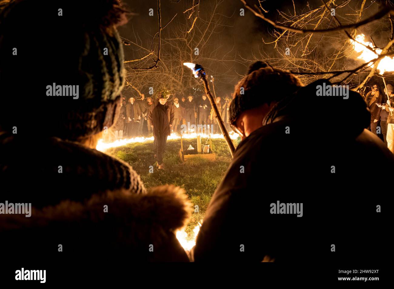 A traditional English Wassail, a winter tradition supposed to ensure a ...