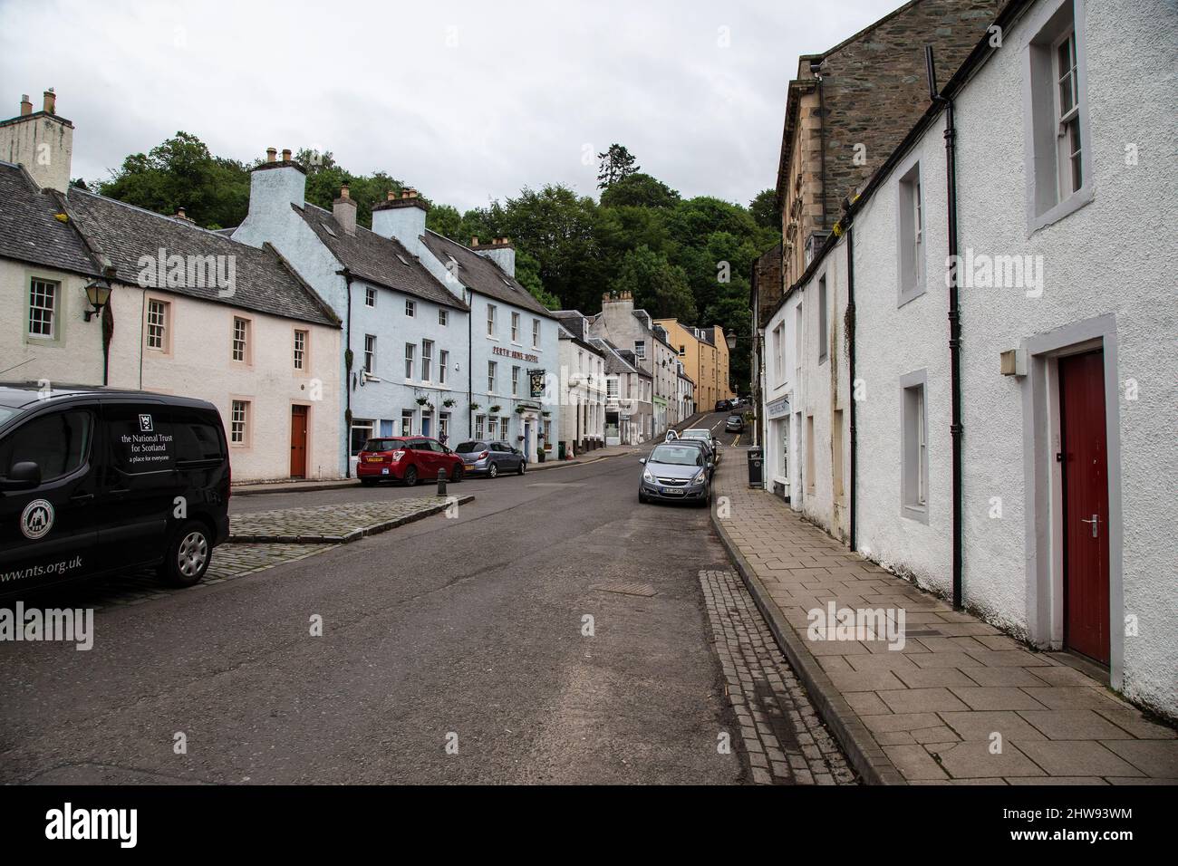 High Street in Dunkeld an historic town in Perth and Kinross, Scotland ...