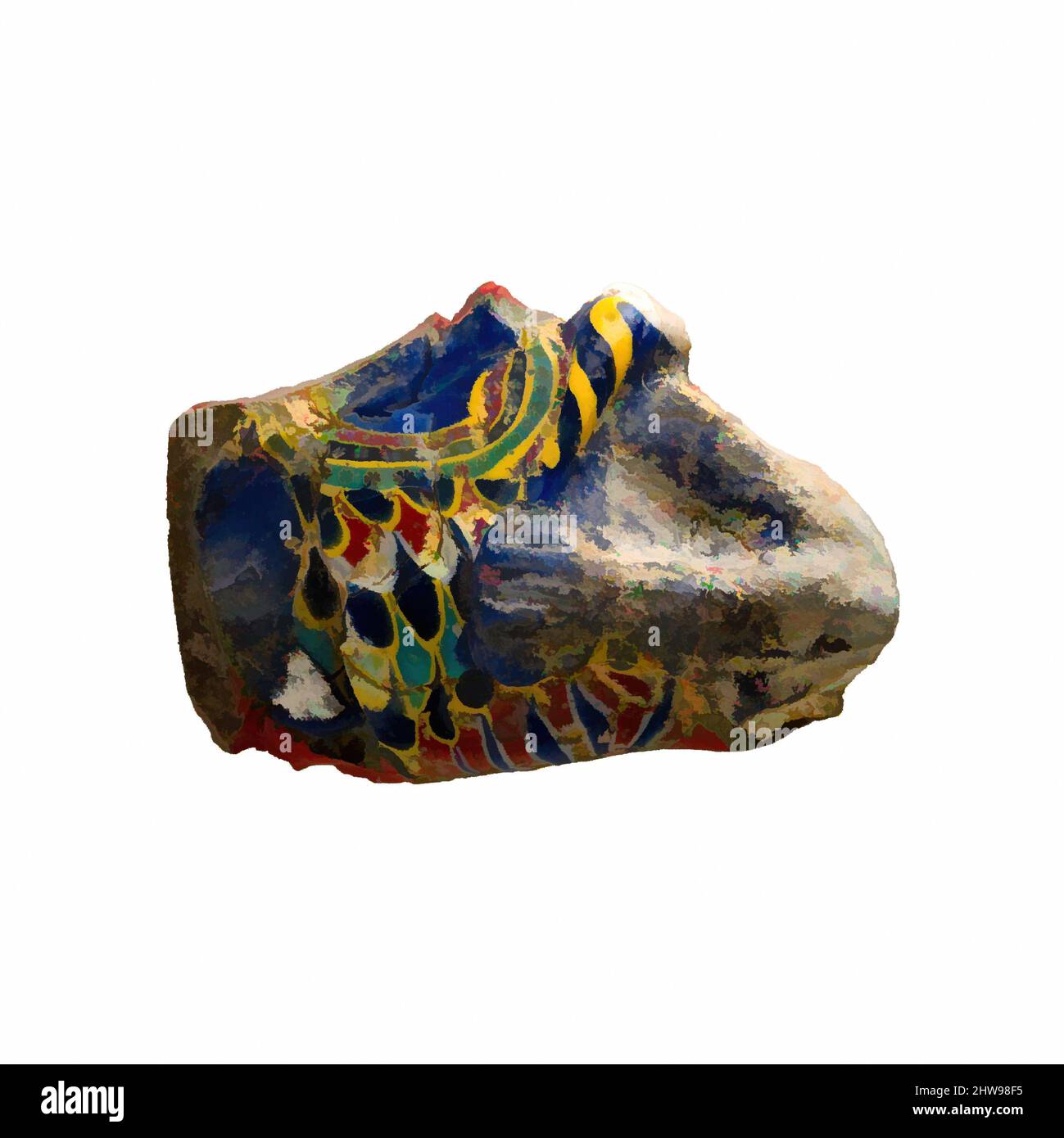 Art inspired by High relief inlay fragment, frontal bust of a god in a ...