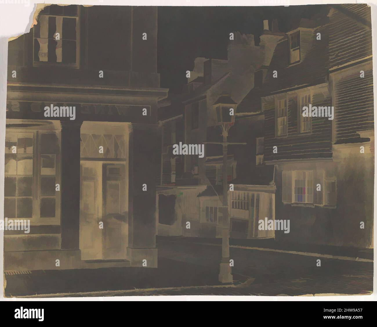 Art inspired by Street with Lamp Post and Wine Shop, 1850s, Waxed paper ...