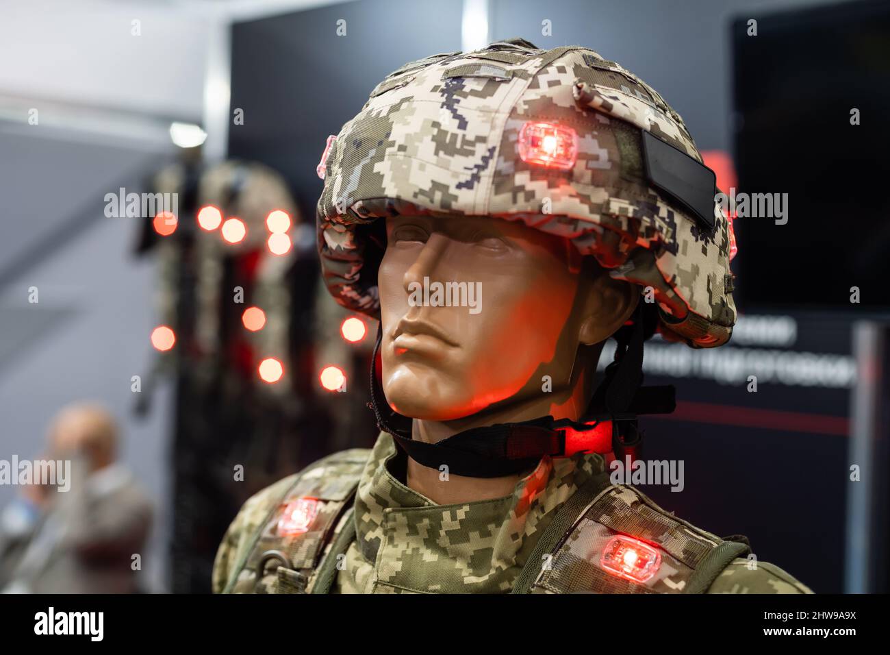 Mannequin in an army helmet and bulletproof vest Stock Photo - Alamy