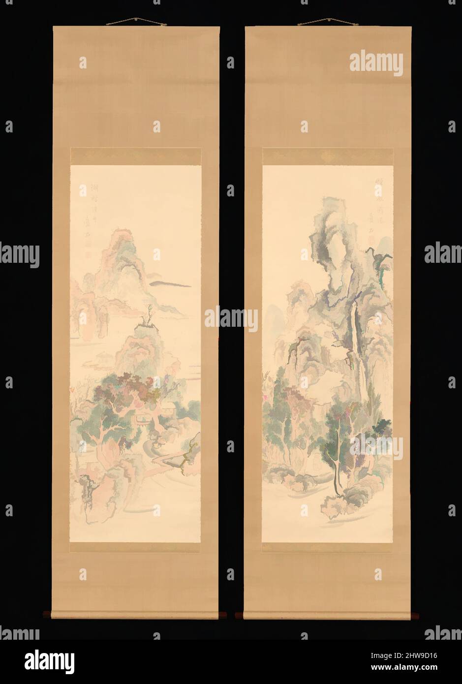 Art inspired by Fantastic Rocks with Cascading Waterfall; Fishing Boats ...