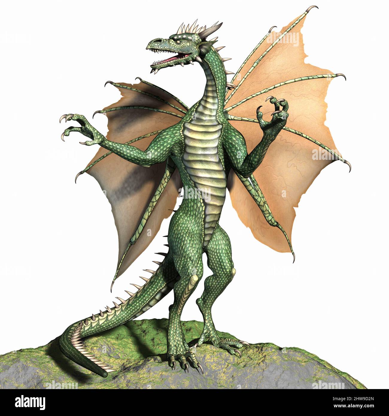 3d render of a standing stylish dragon in a crisp manner Stock Photo ...