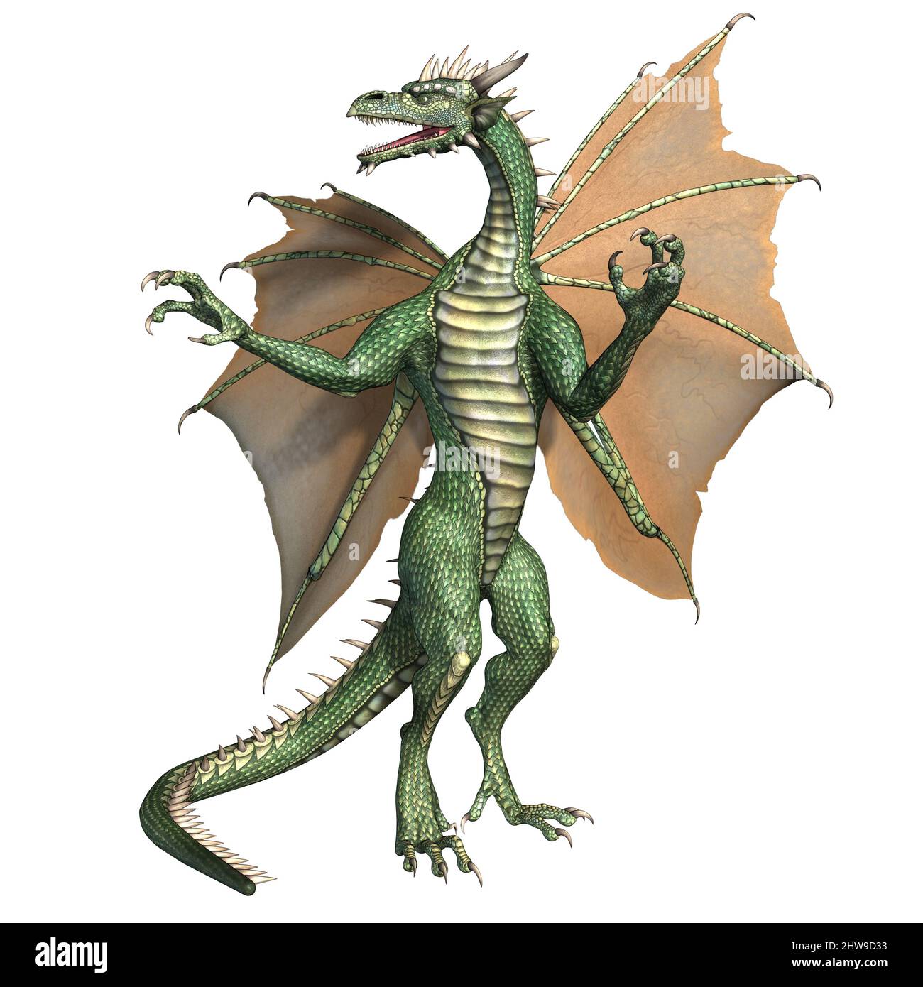 3d render of a standing stylish dragon in a crisp manner Stock Photo ...