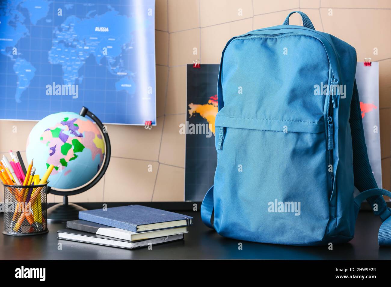Map backpack table hi-res stock photography and images - Alamy