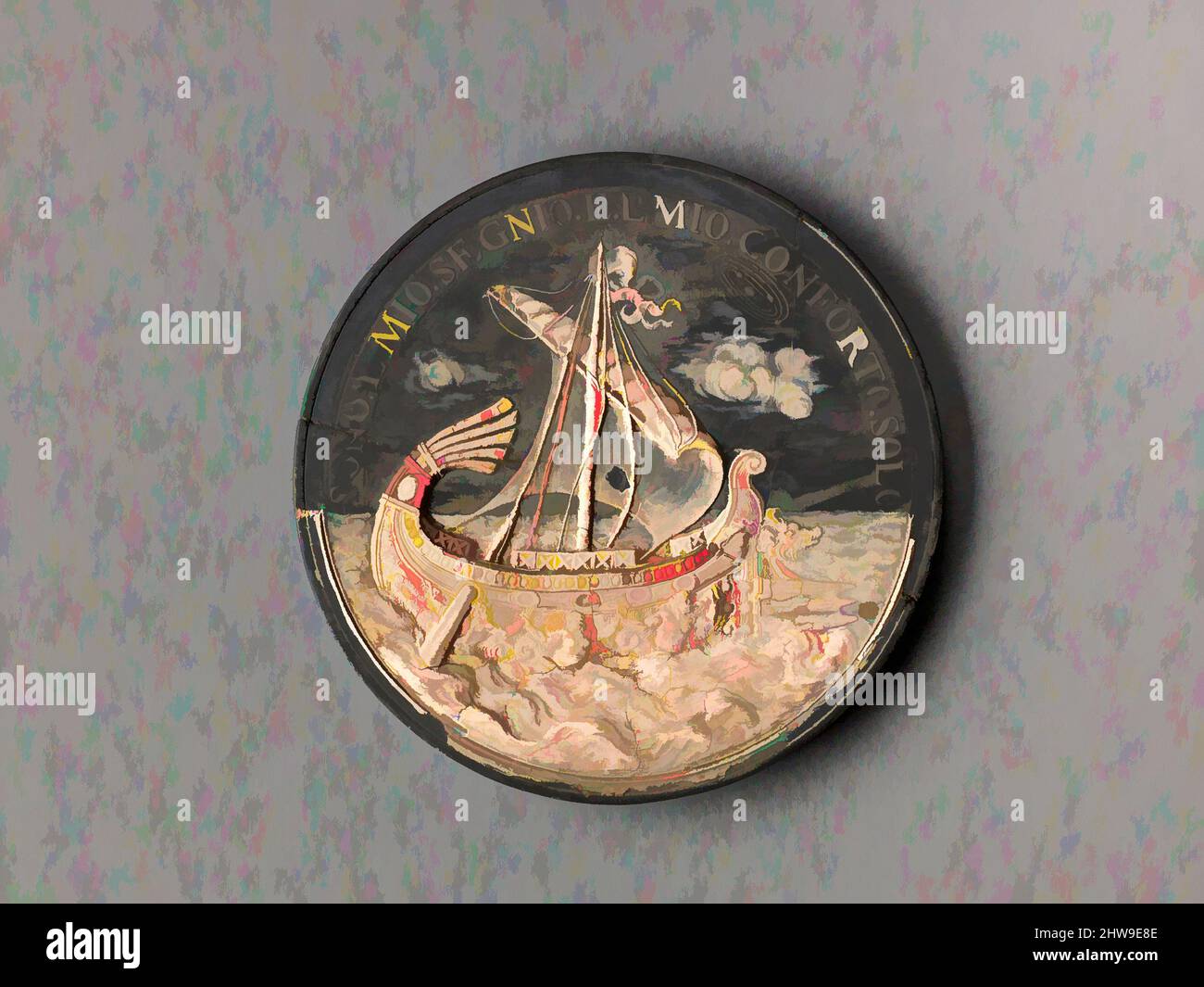 Art inspired by Model for a medal of Francesco Redi; a Ship at Sea ...