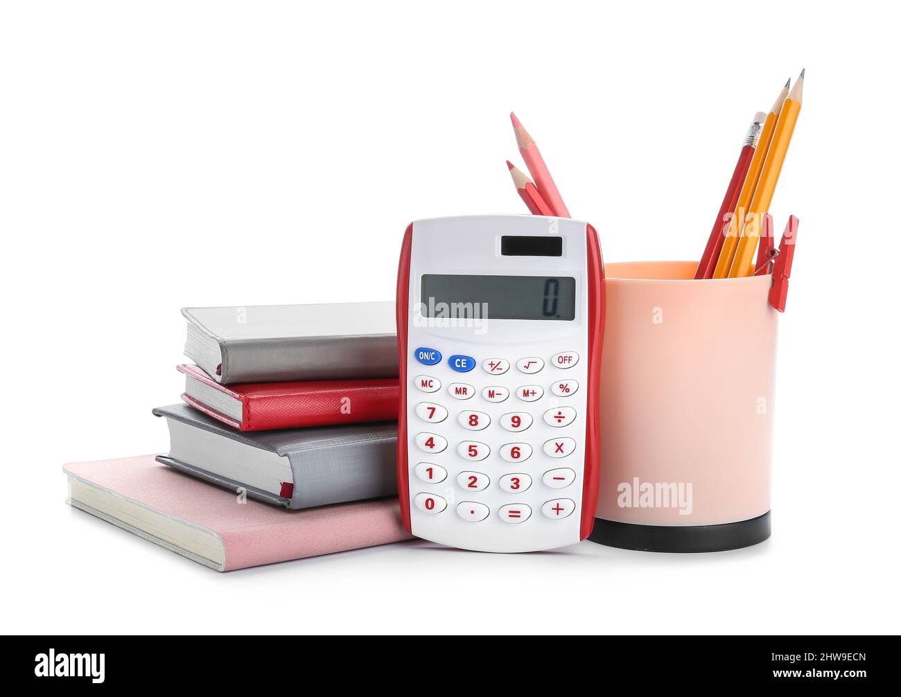 Pencils and calculator Cut Out Stock Images & Pictures - Alamy
