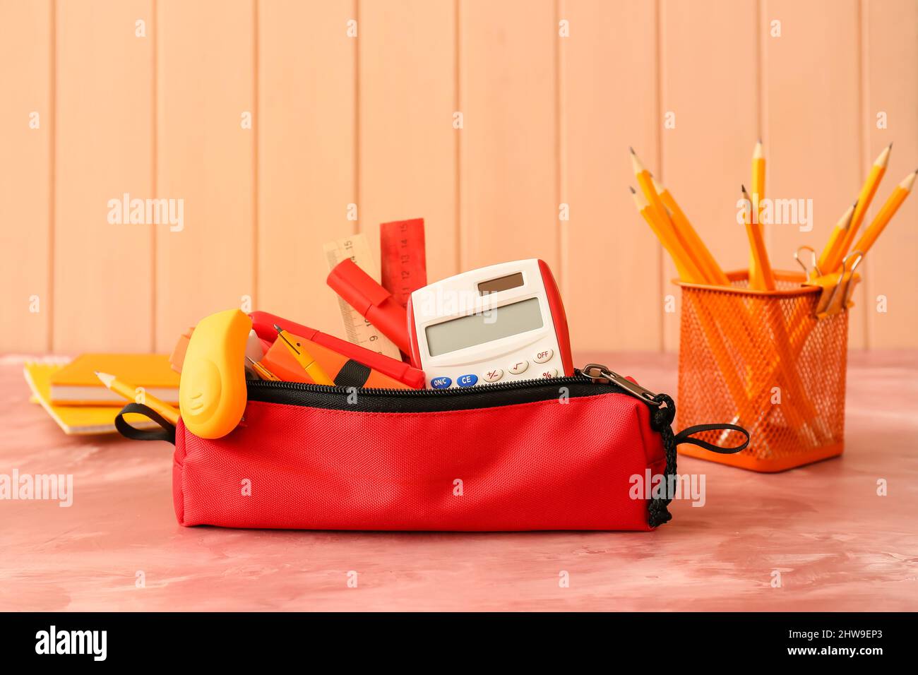 Pencils case calculator ruler hi-res stock photography and images - Alamy