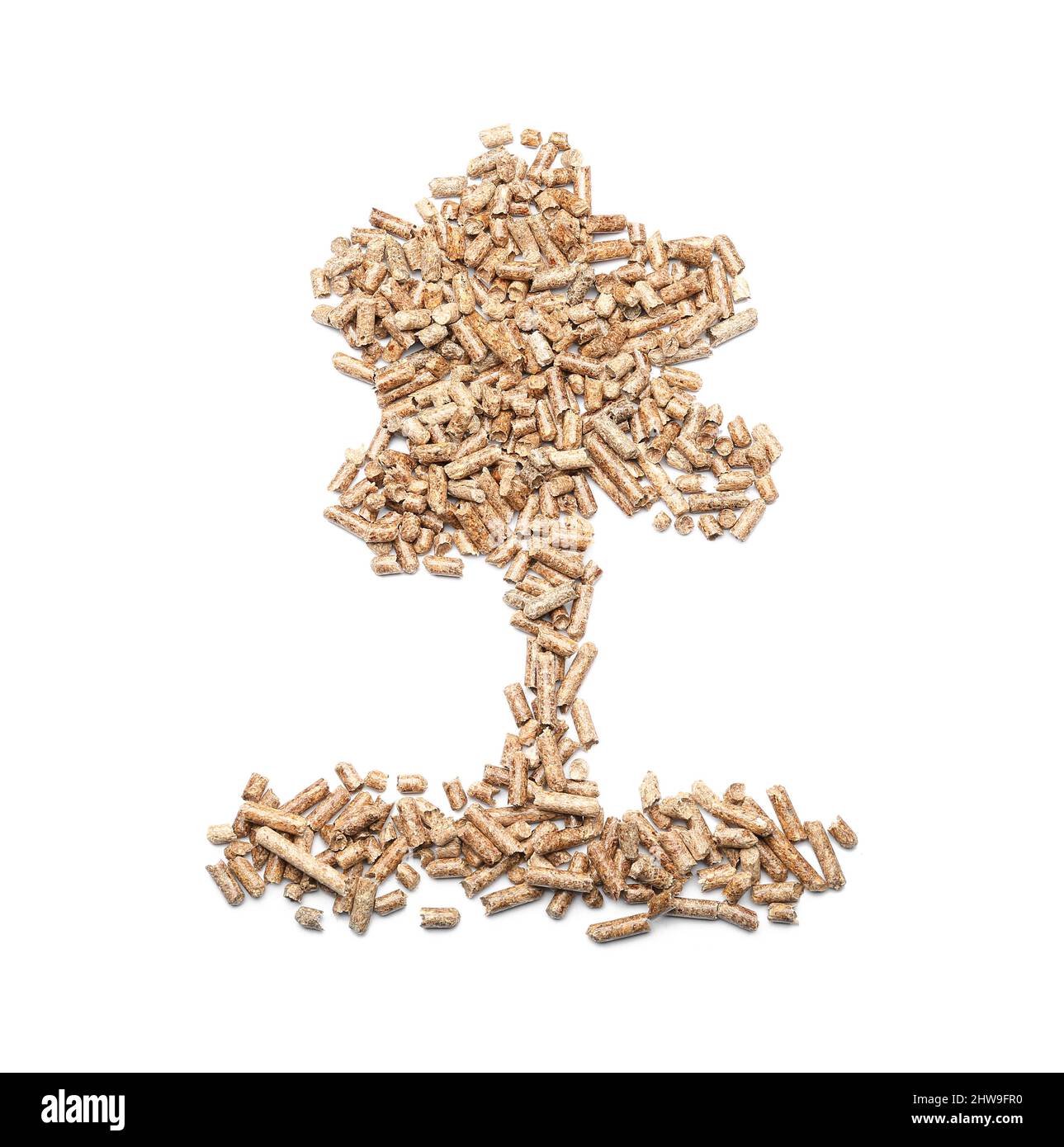 Tree made of wood pellets on white background Stock Photo - Alamy