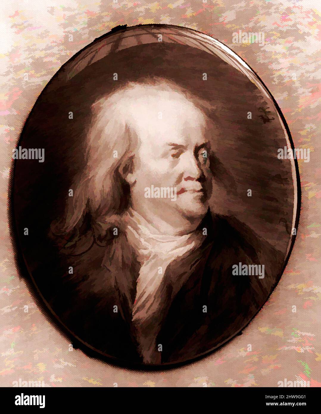 Art inspired by Plaque Portrait of Benjamin Franklin, 1800–1883, Made ...
