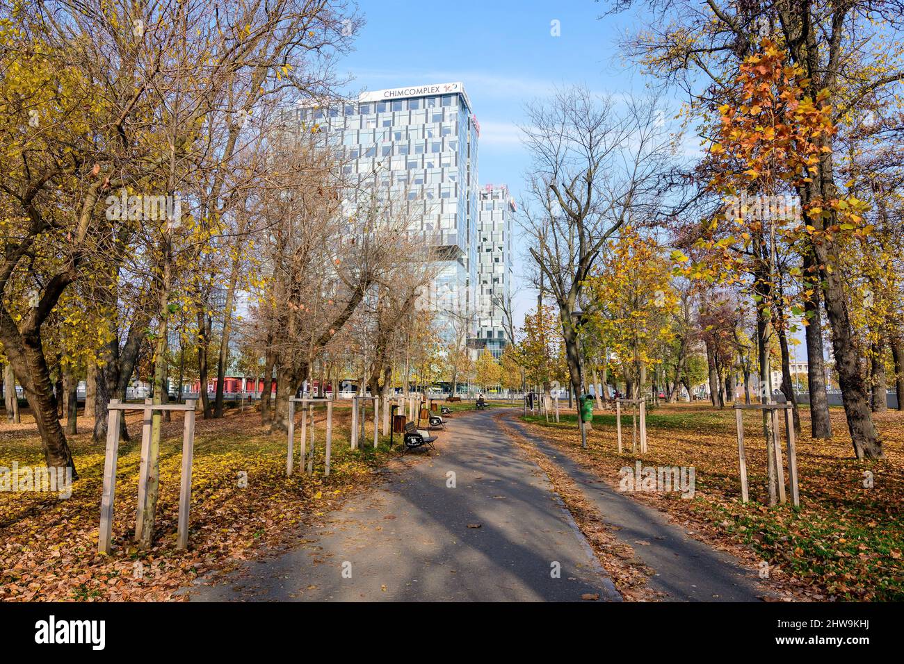 Bucharest, Romania, 6 Nov 2021: City Gate Towers in the Northern part ...
