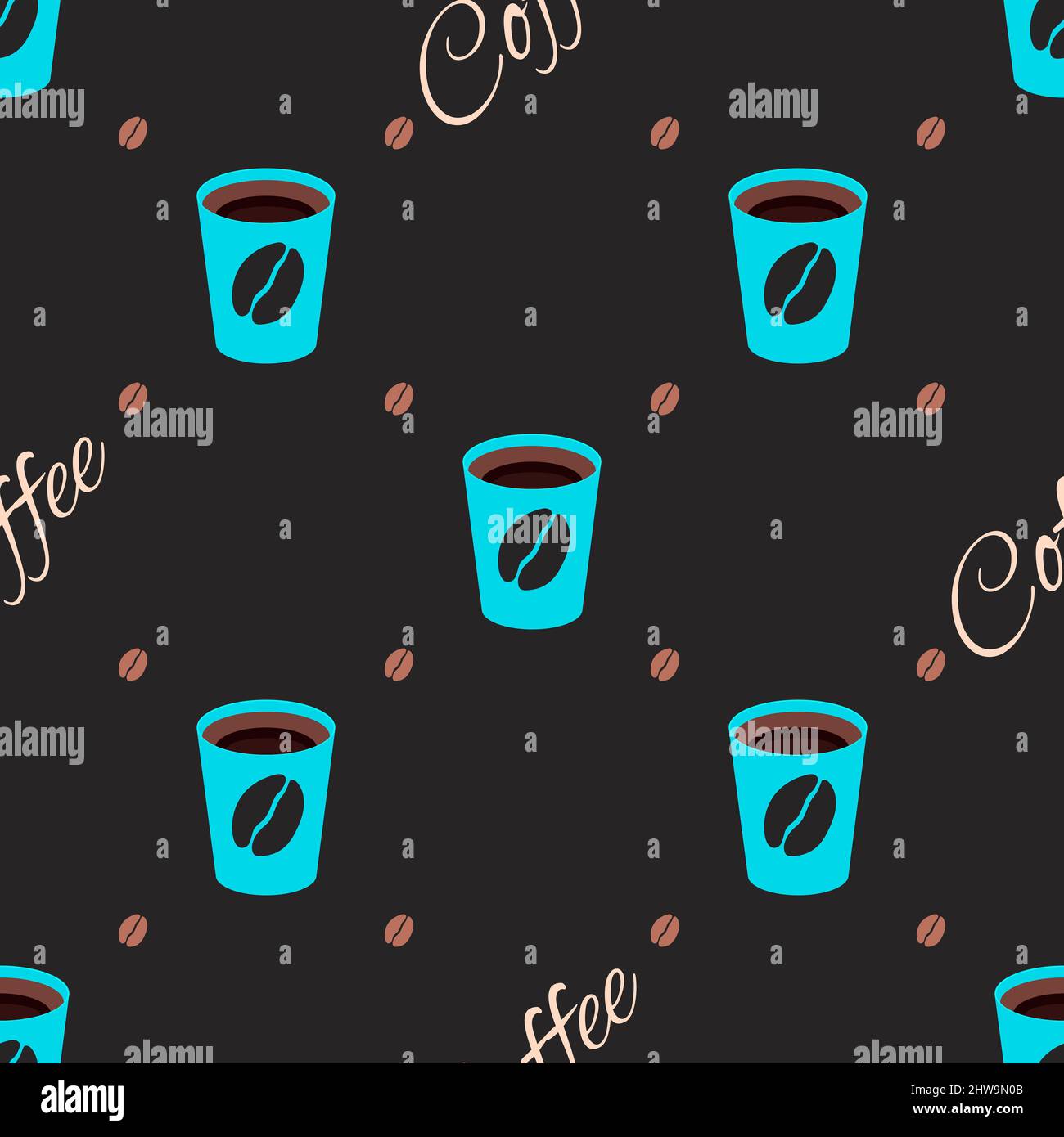 Seamless Coffee Pattern Background. Illustration Stock Photo - Alamy