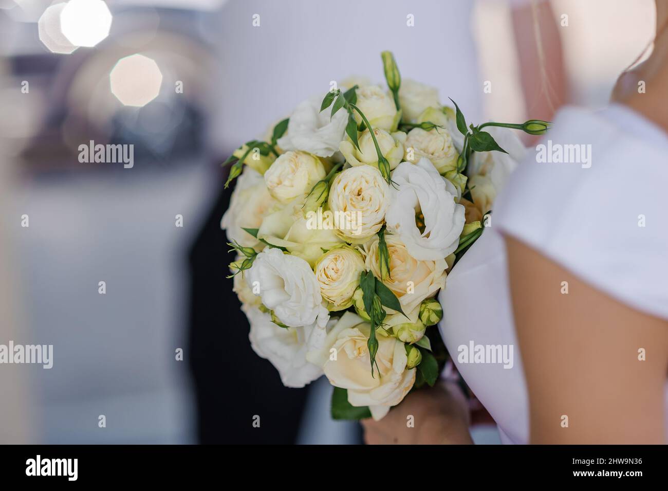 Bouquet of flowers in the hand of the bride. Wedding Stock Photo - Alamy