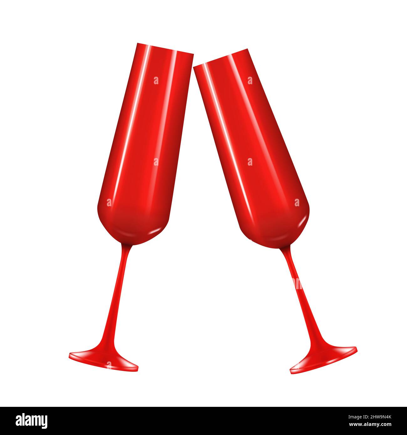 Red 3d realistic champagne glass isolated on white background. Design ...