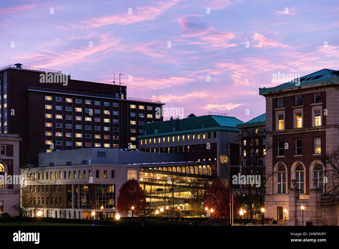 Columbia University Campus in Manhattan, New York at sunset Stock Photo ...