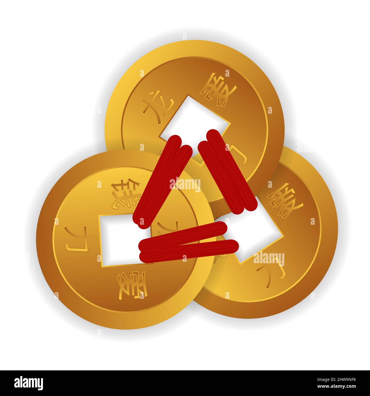 Chinese New Year lucky three coin set. Design element for greeting card ...