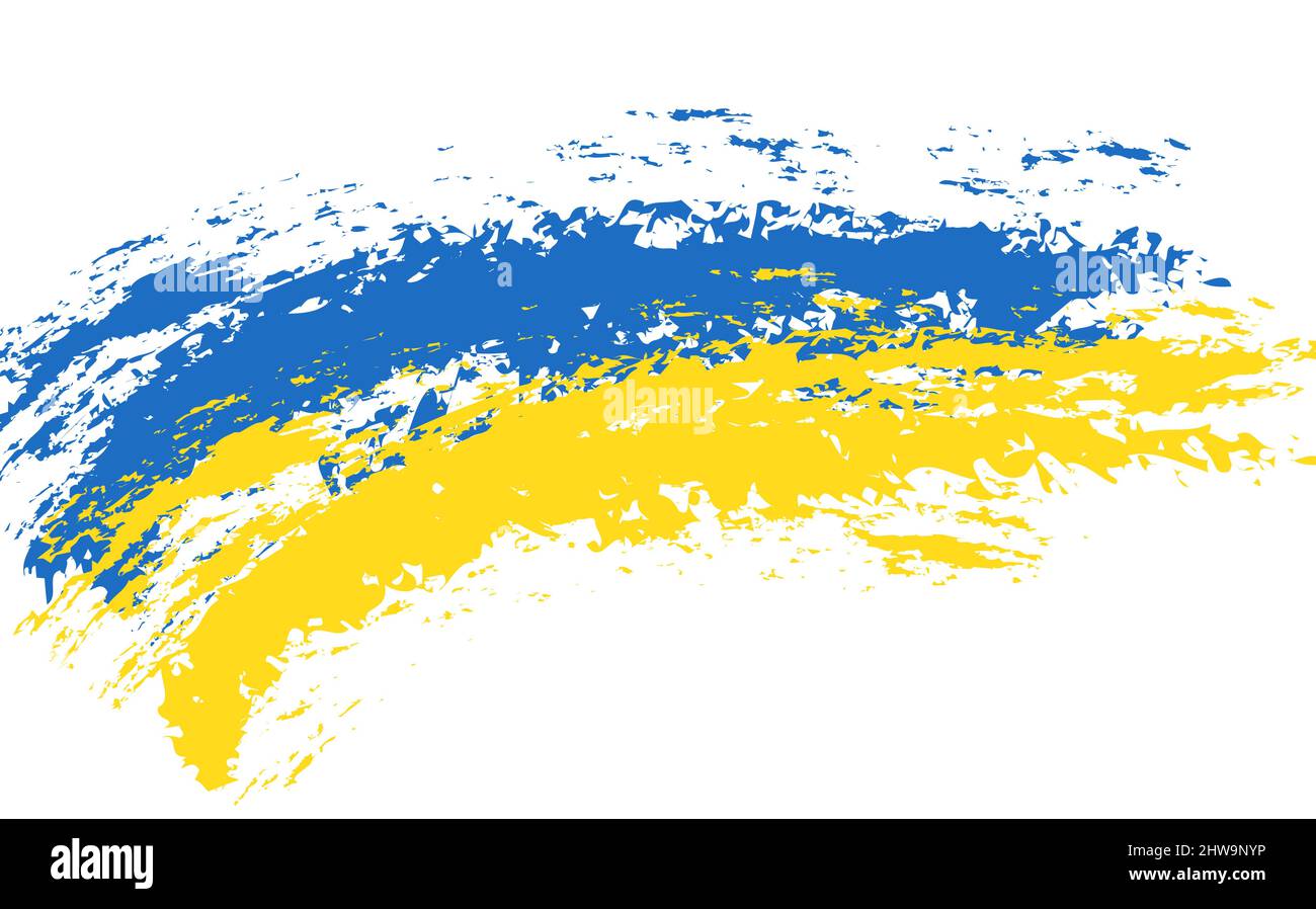 Grunge brush stroke with Ukraine national flag, painting flag of ...