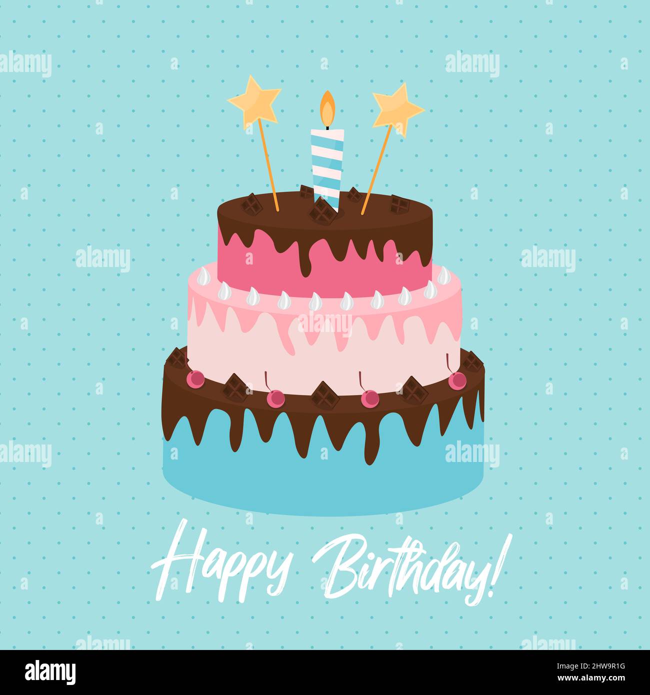 Cute Happy Birthday Background, Cake Icon with Candles. Design Element ... Cute Happy Birthday Background, Cake Icon with Candles. Design Element ...