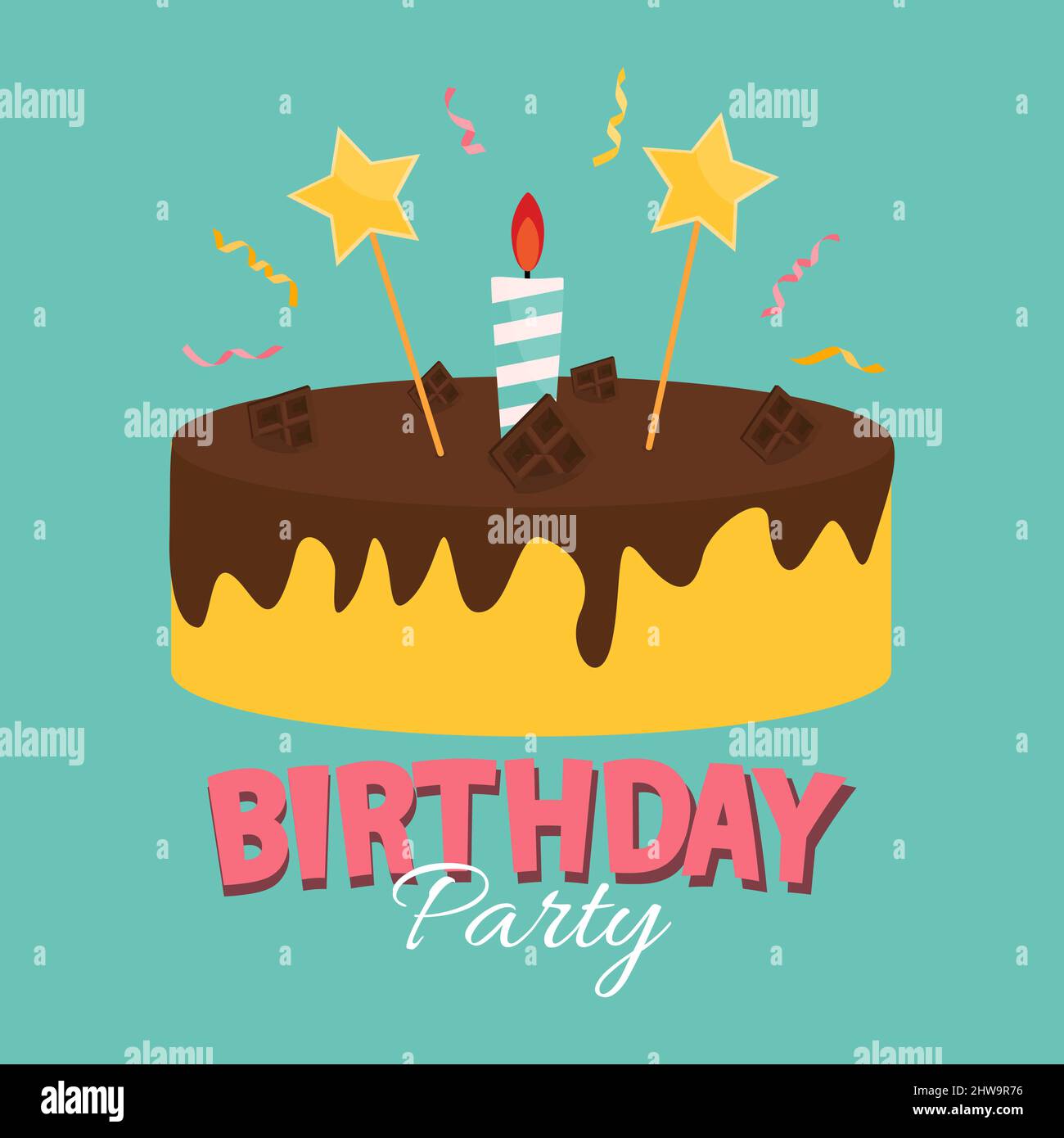 Cute Happy Birthday Background with Cake Icon and Candles. Design ...