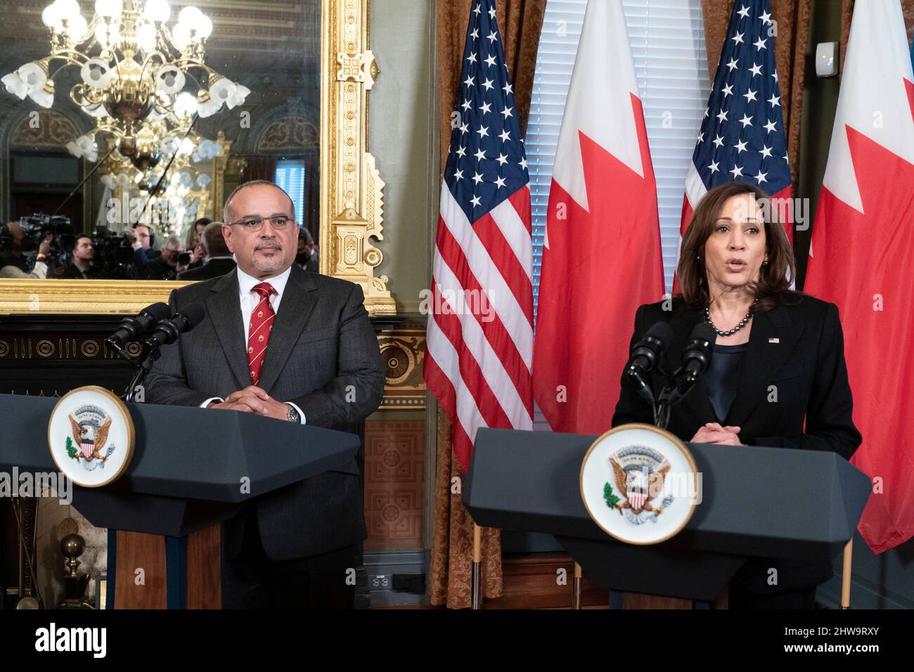 United States Vice President Kamala Harris meets with Salman bin Hamad ...