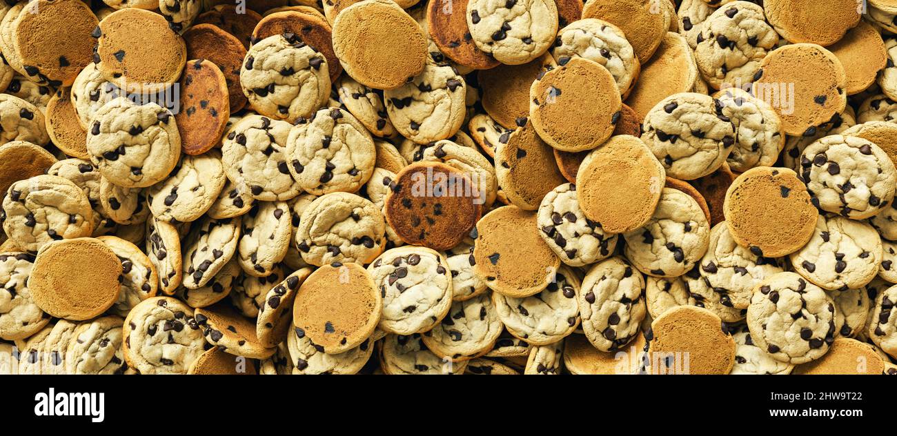 Many Chocolate cookies as a sweet background texture panorama Stock ...