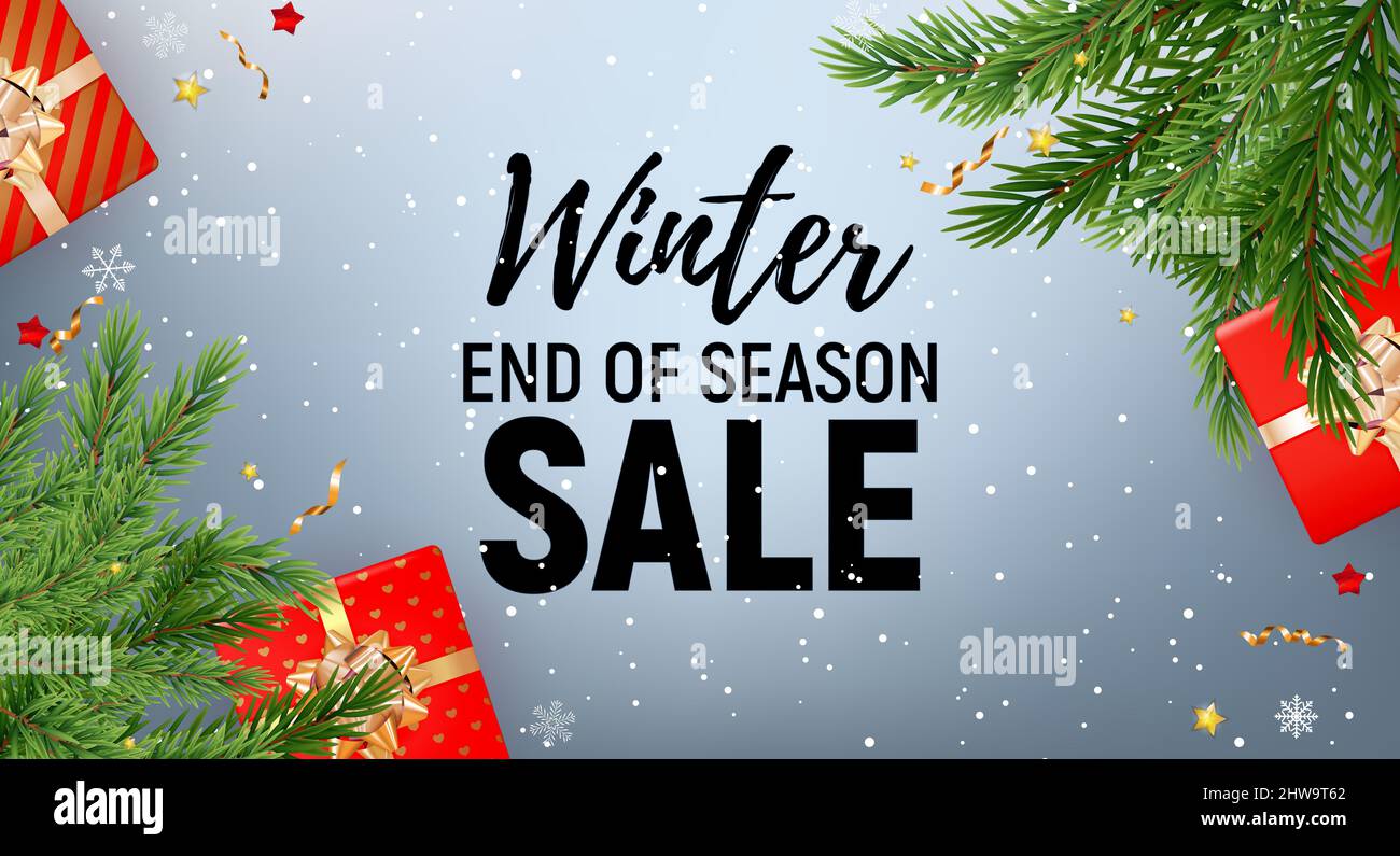 Winter End of Season Sale Background Design. Template for advertising, web, social media and ...