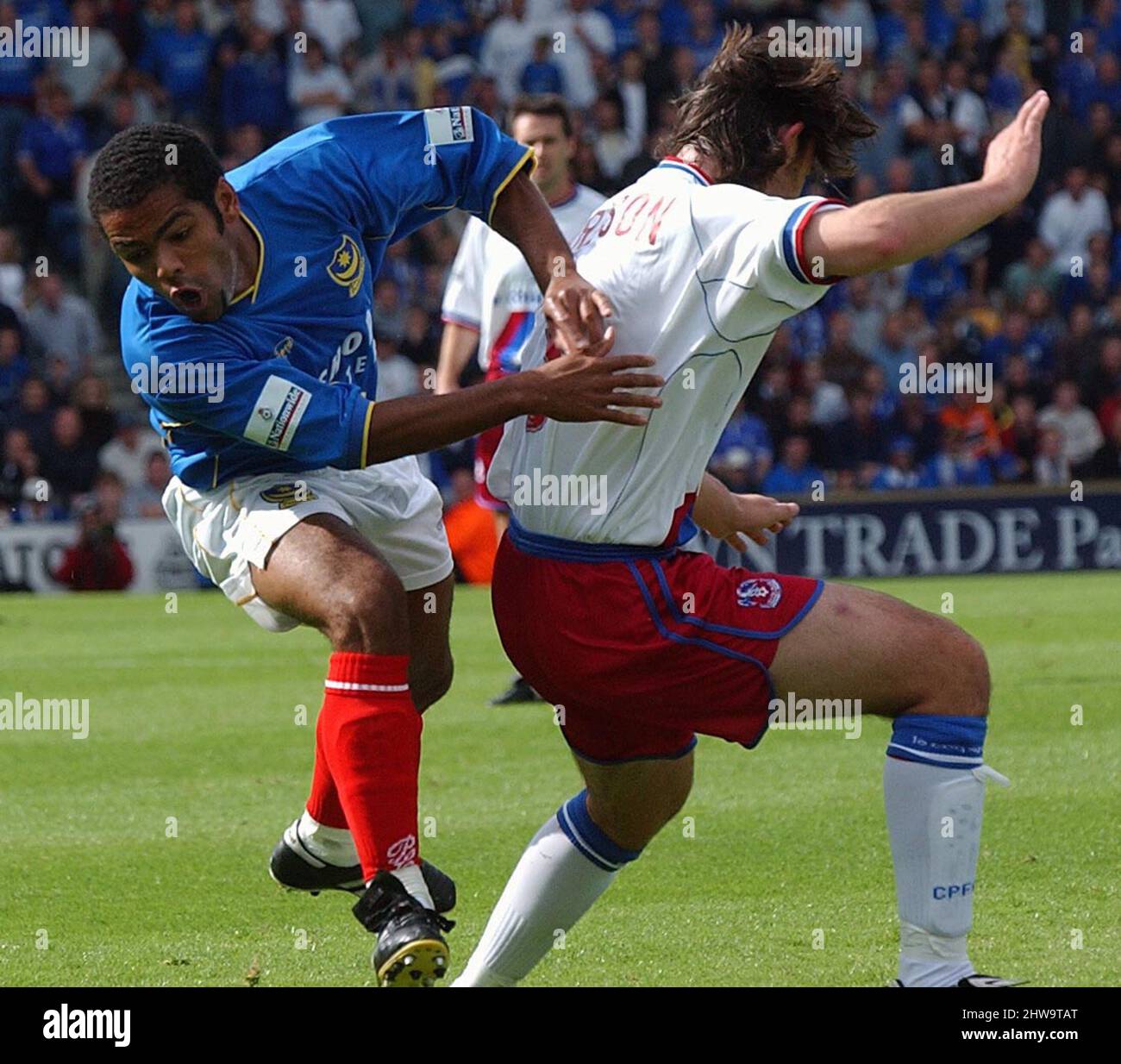 PORTSMOUTH V PALACE KEVIN HARPER CLASHES WITH CRAIG HARRISON. PIC MIKE ...