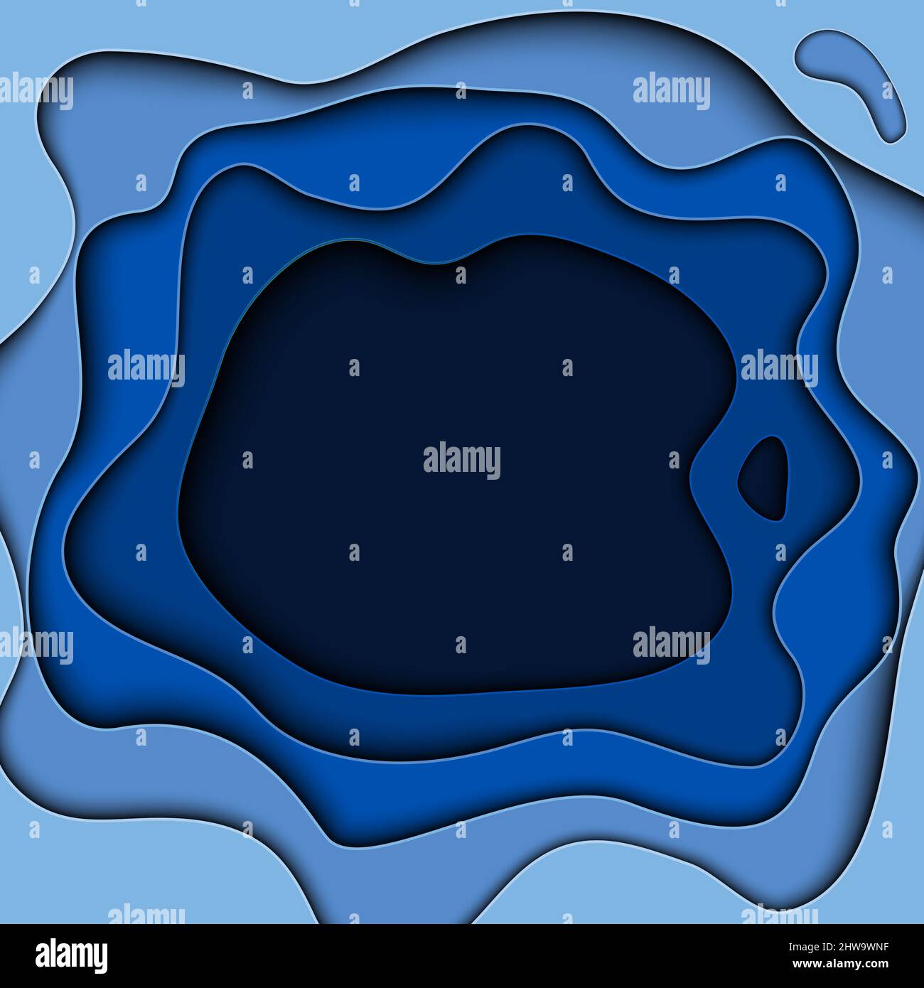 Abstract Blue Frame Paper Cut Background Template with Place for your ...