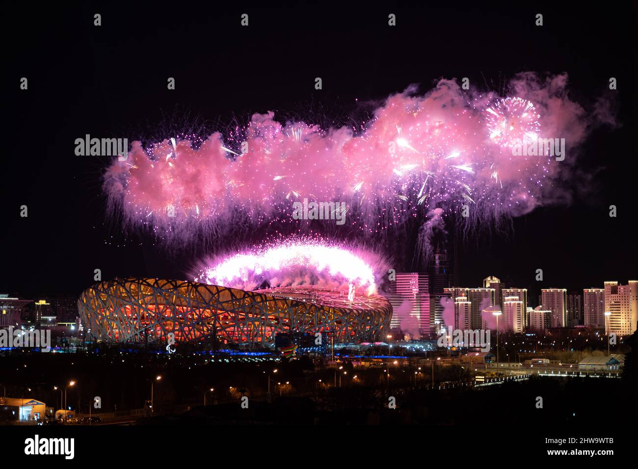 BEIJING, CHINA - MARCH 4, 2022 - Fireworks are seen during the opening ...