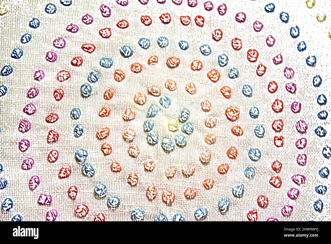 Messy dot circles go in a circular pattern. Each row is a different ...