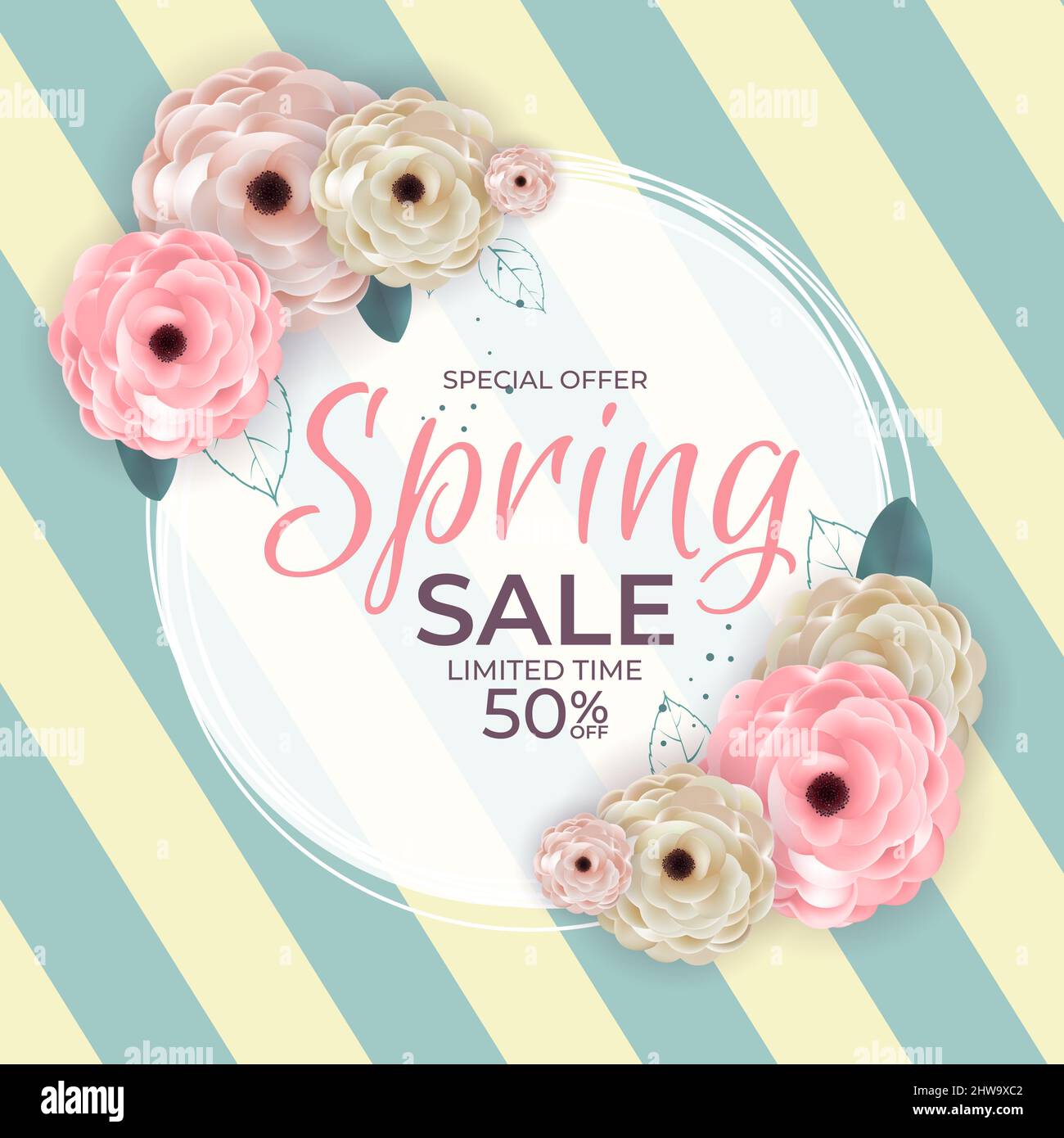 Spring Natural Special Offer Sale Frame Background Poster Flowers and ...